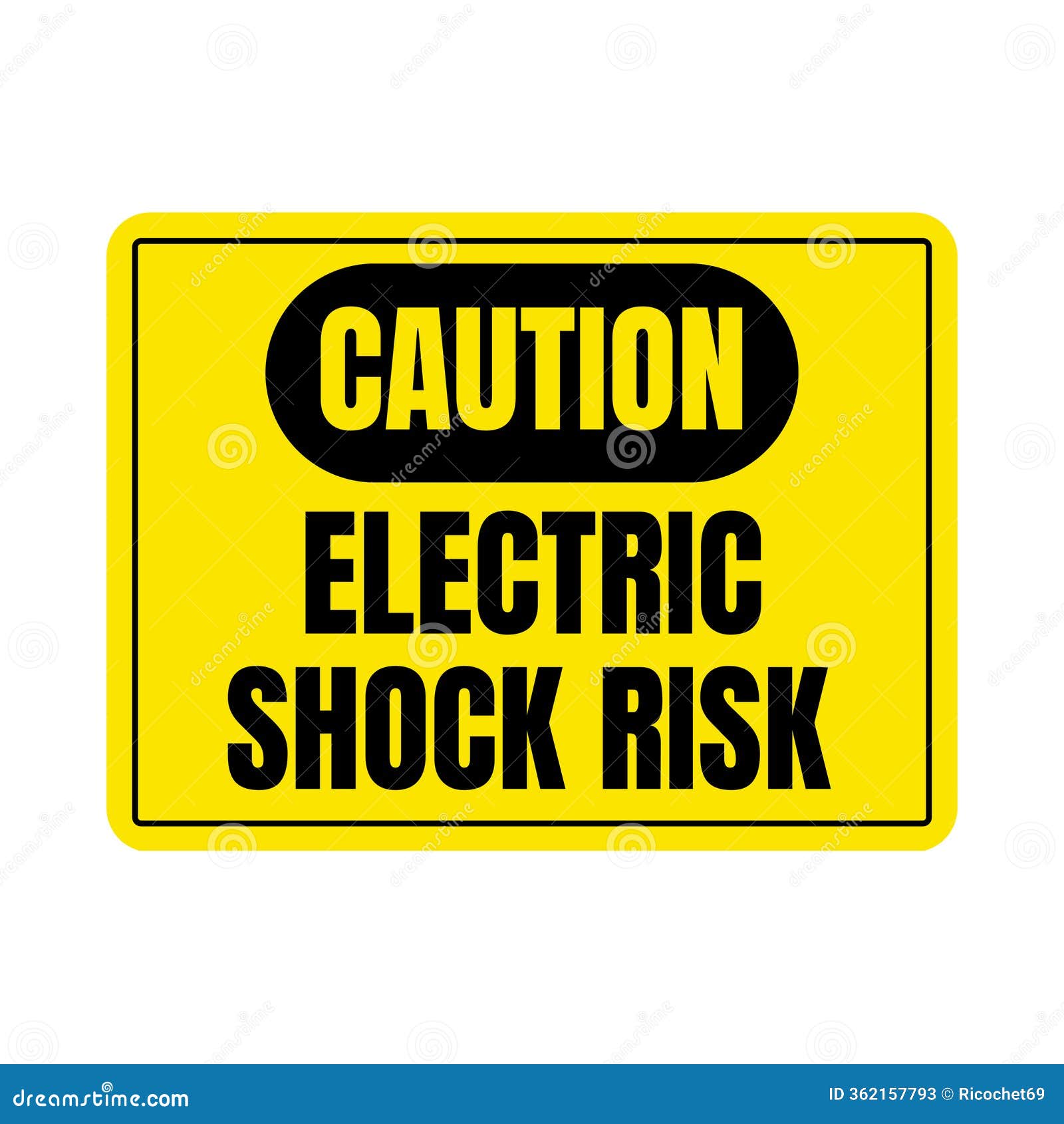 Caution Electric Shock Risk Sign Stock Illustration - Illustration of ...