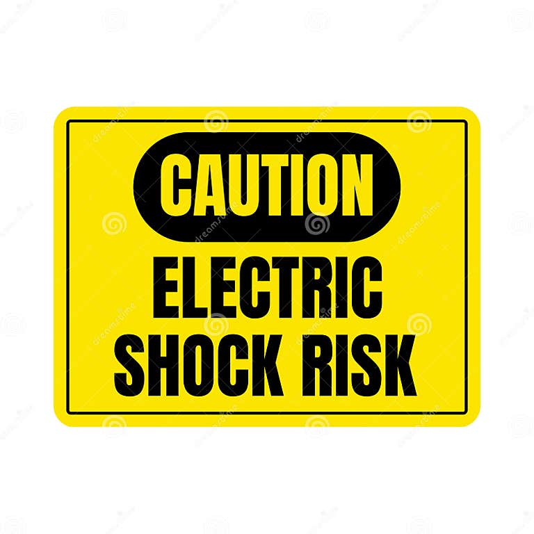 Caution Electric Shock Risk Sign Stock Illustration - Illustration of ...
