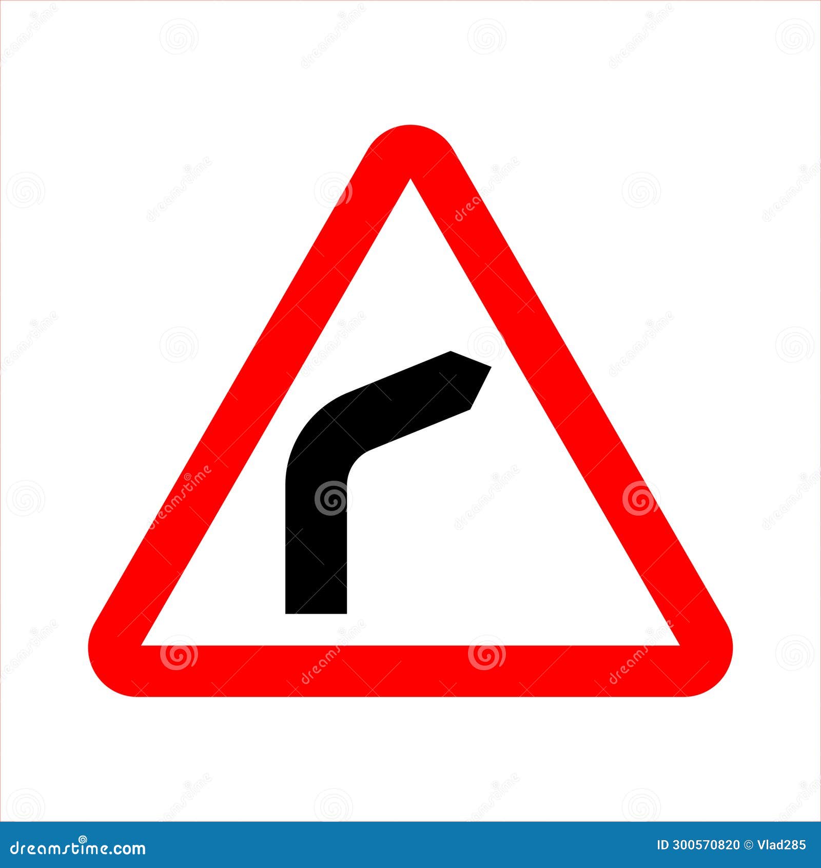 Warning of Dangerous Turn. Sharp Bend To the Right Traffic Sign. Stock ...
