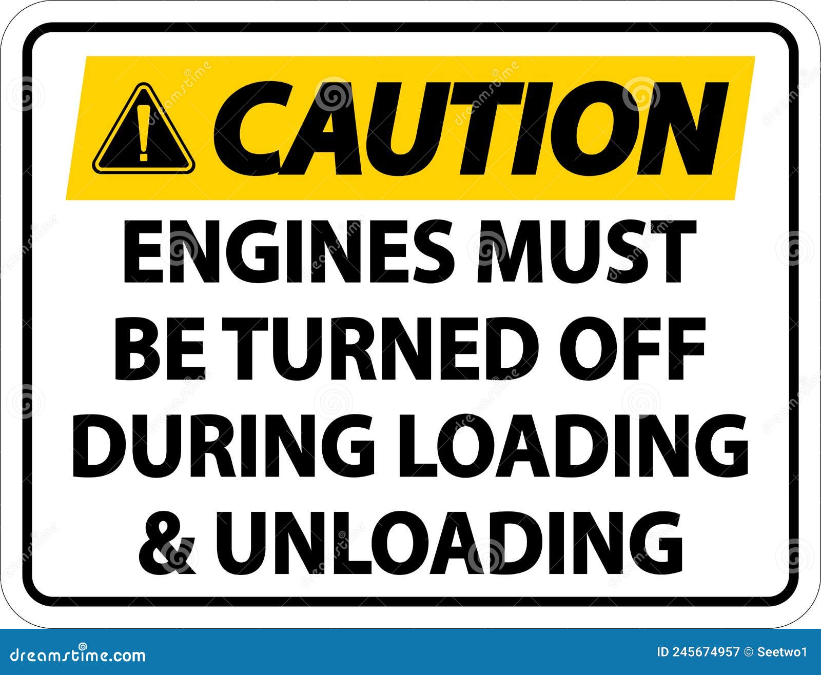 Caution Engines Must Be Turned Off Sign on White Background Stock ...