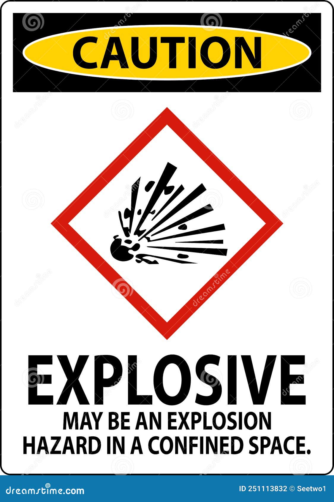 Caution Explosive GHS Sign on White Background Stock Vector ...