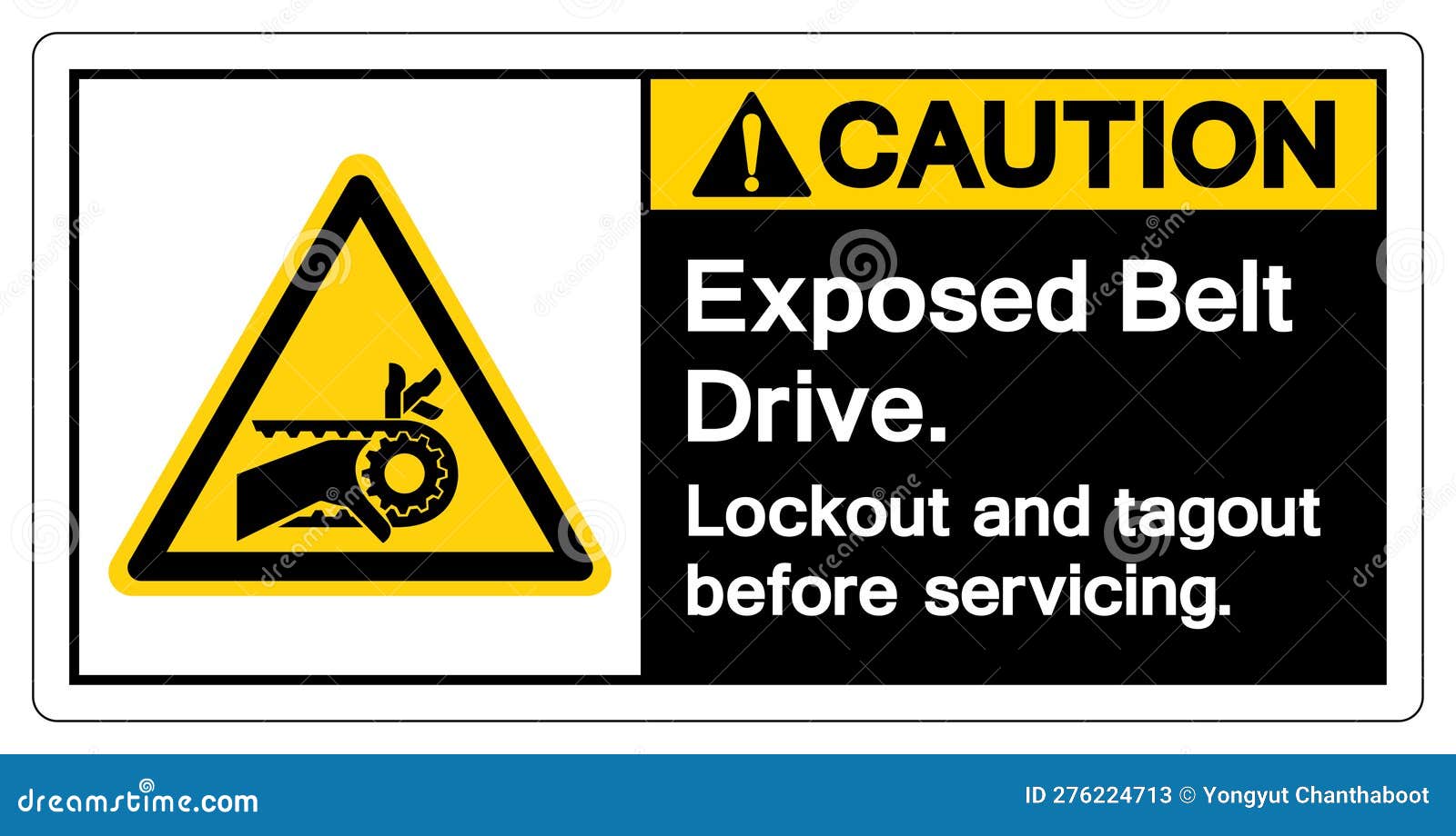 Caution Exposed Belt Drive Lockout and Tagout before Servicing Symbol ...