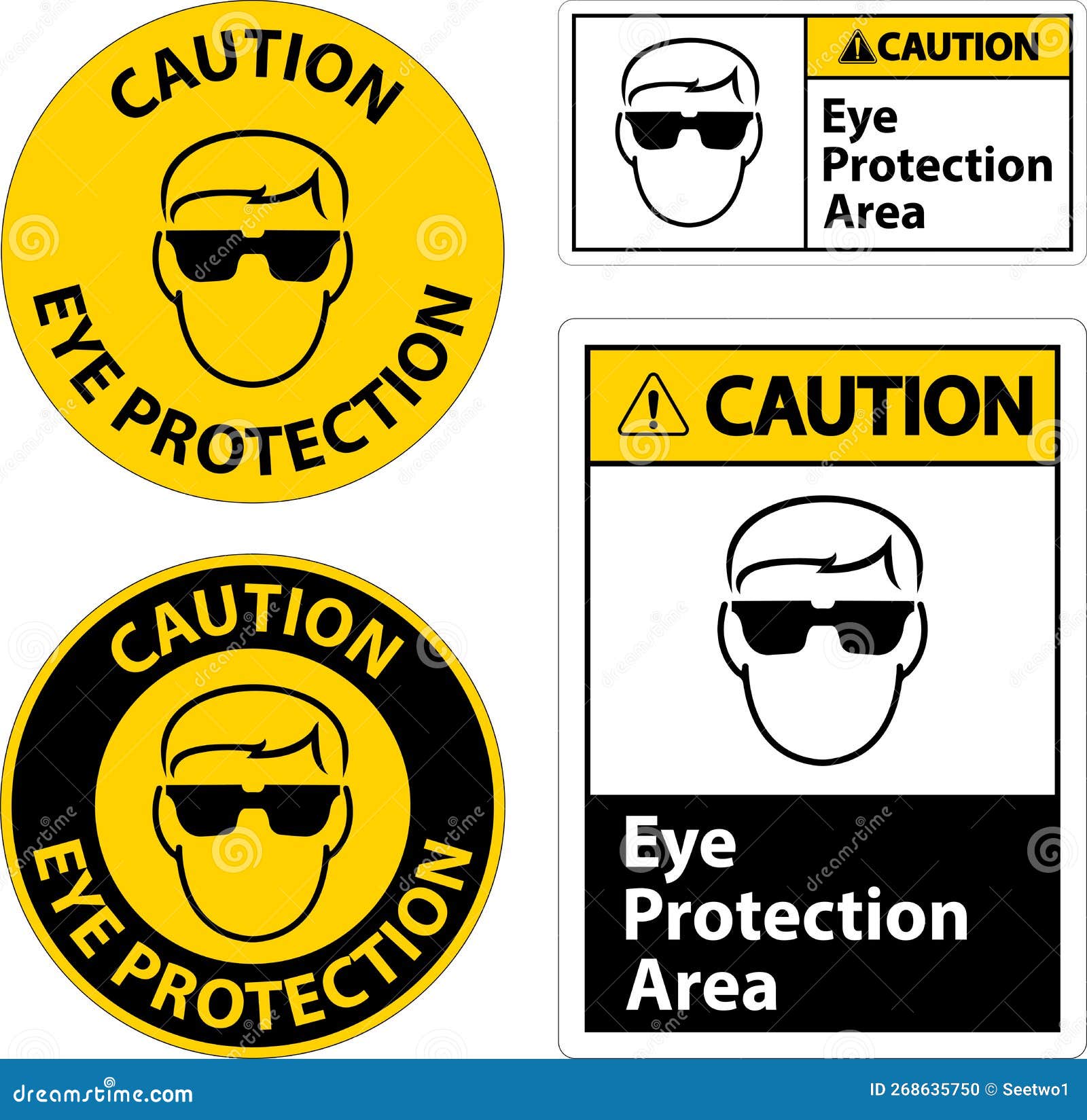 Caution Eye Protection Area Symbol Sign on White Background Stock ...