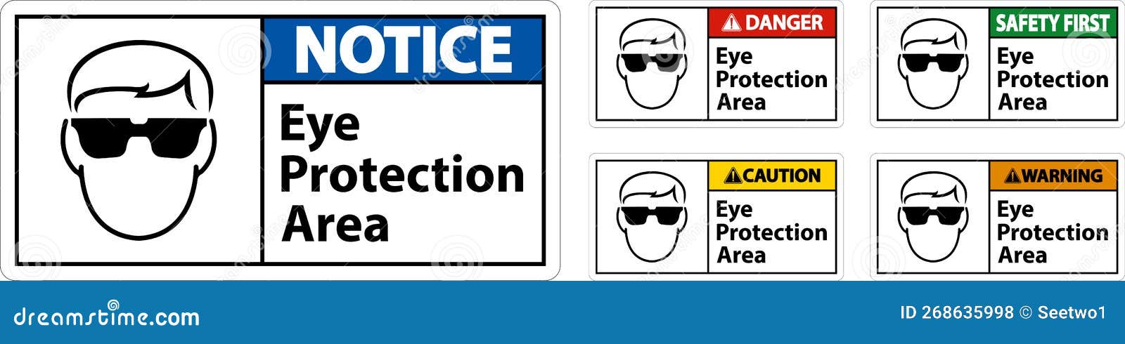 Caution Eye Protection Area Symbol Sign on White Background Stock ...