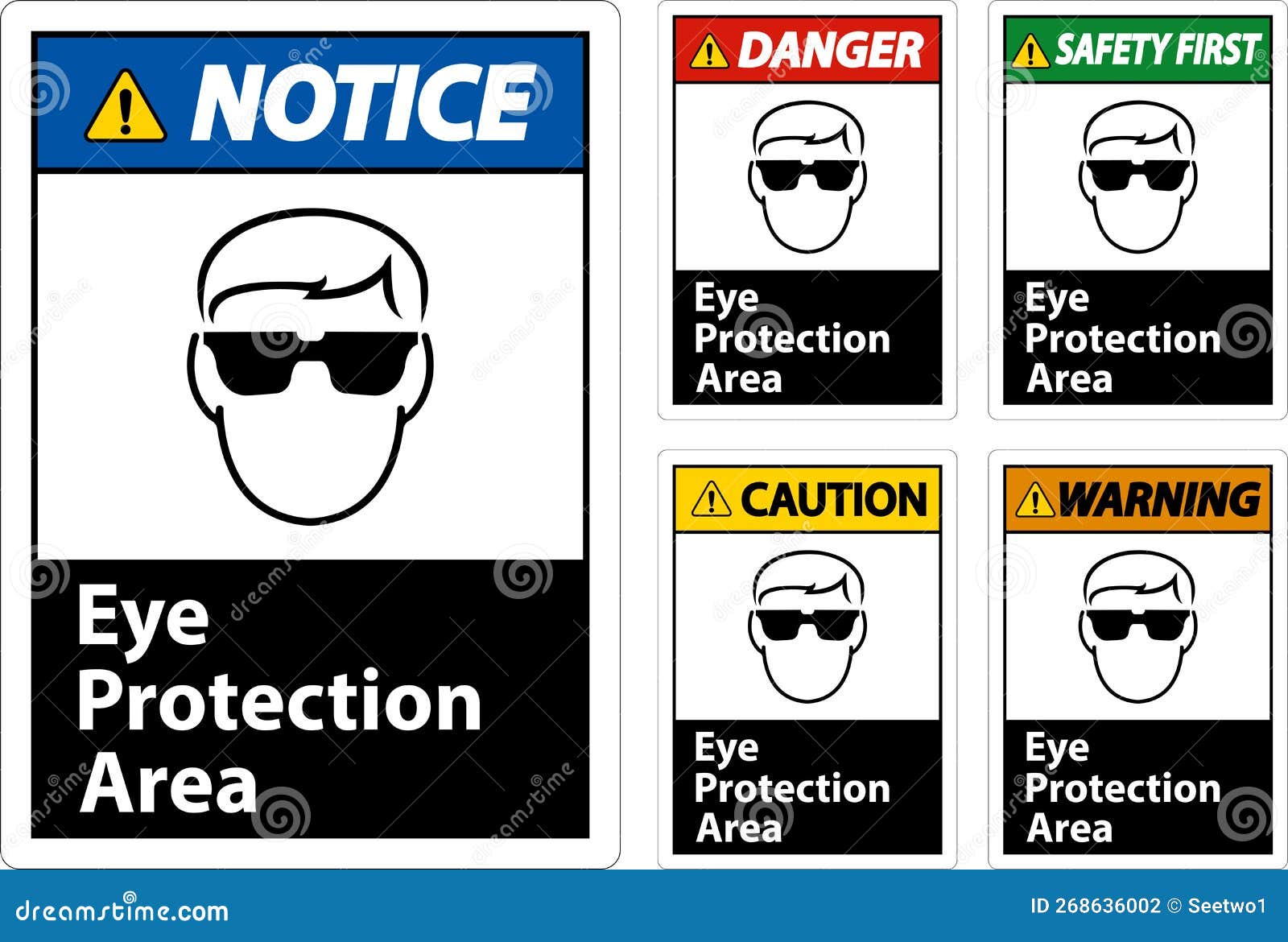 Caution Eye Protection Area Symbol Sign on White Background Stock ...