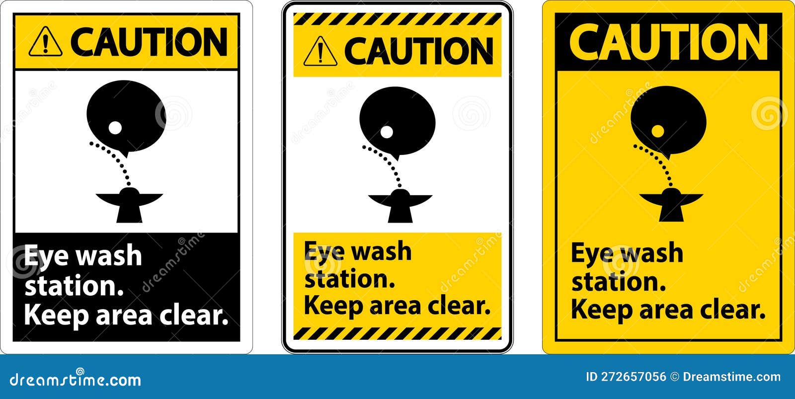Caution Eye Wash Station Keep Area Clear Sign Stock Vector ...