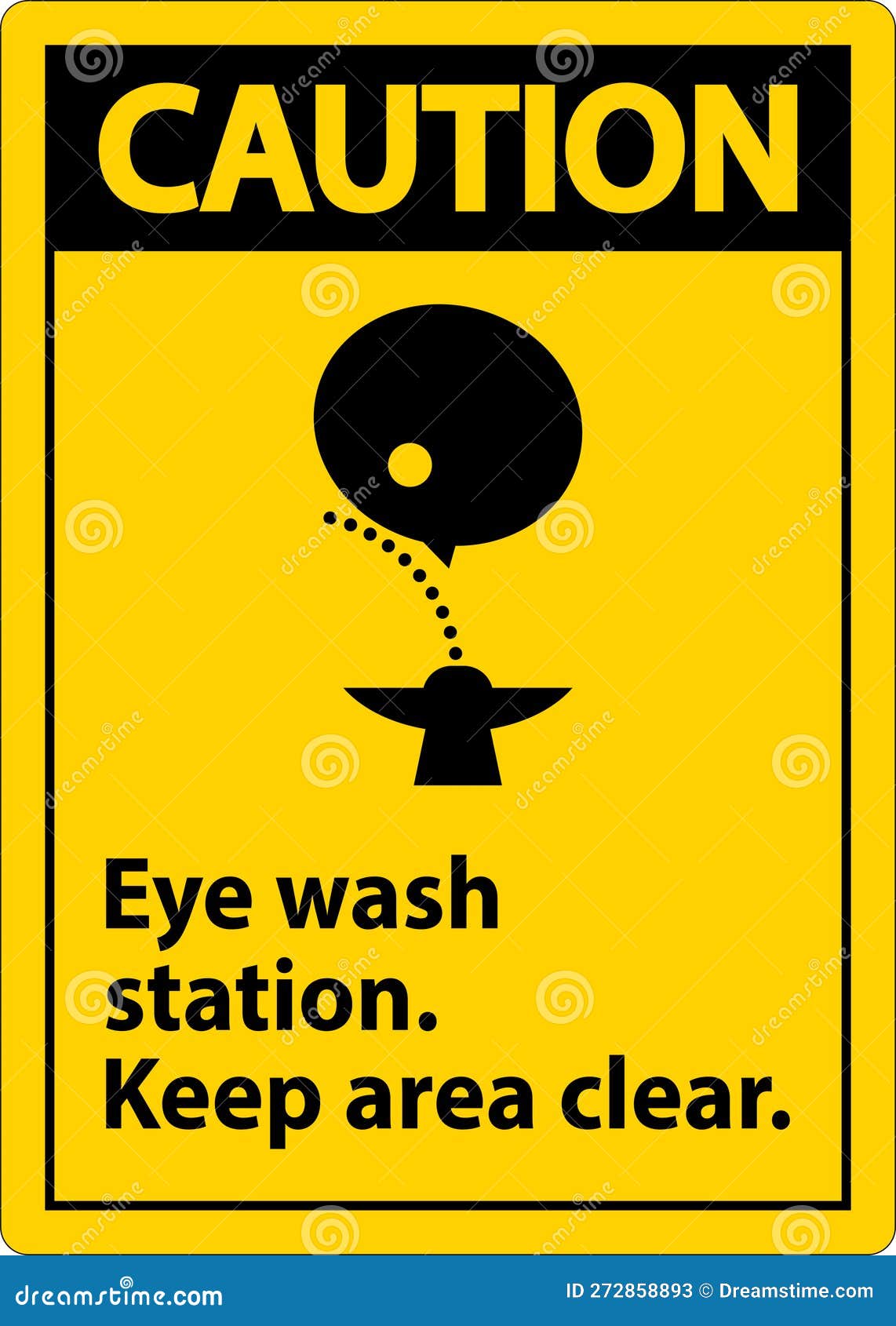 Caution Eye Wash Station Keep Area Clear Sign Stock Vector ...