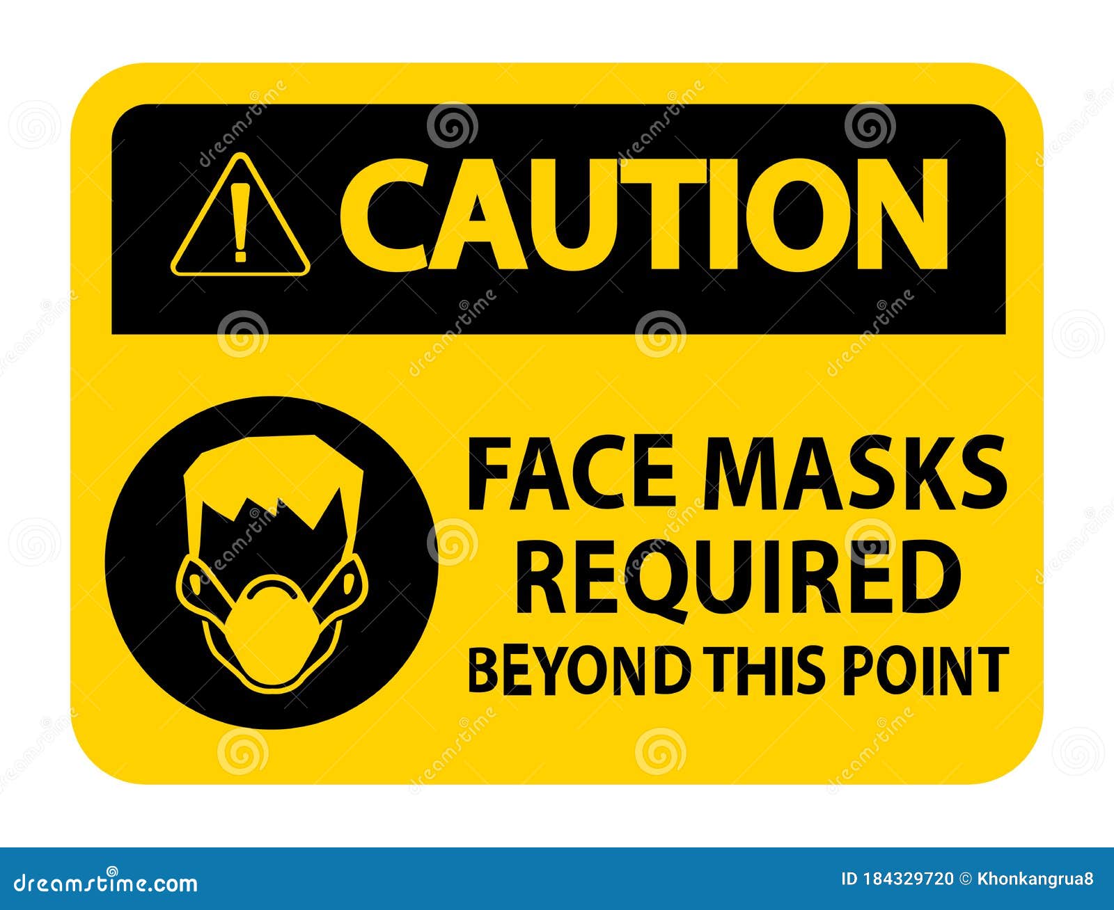 Caution Face Mask Required Symbol Sign,Vector Illustration, Isolated On ...