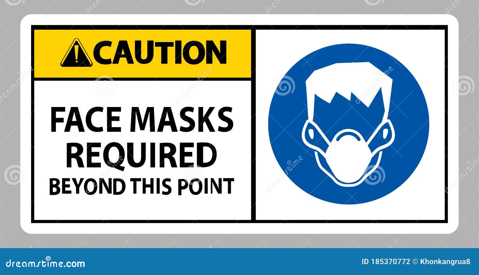 Caution Face Mask Required Symbol Sign,Vector Illustration, Isolated On ...