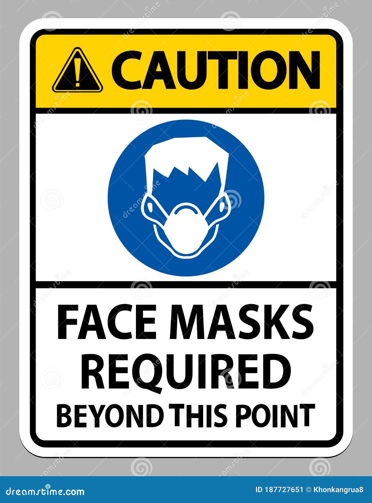 Caution Face Mask Required Symbol Sign,Vector Illustration, Isolated On ...
