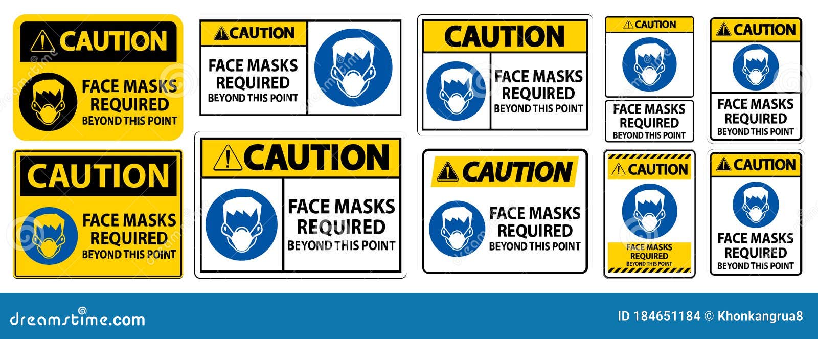 Caution Face Mask Required Symbol Sign,Vector Illustration, Isolated On ...