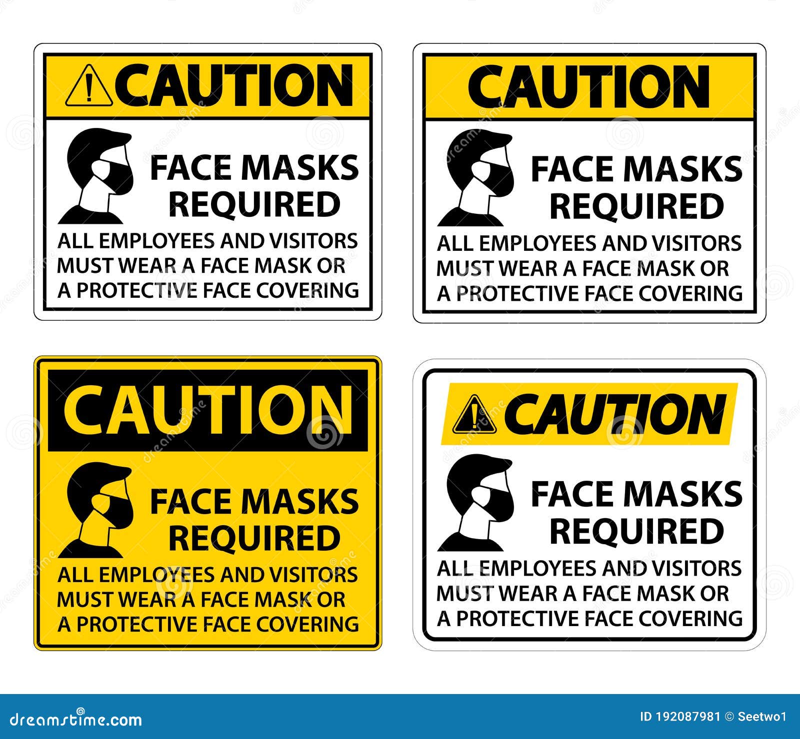 Caution Face Mask Required Symbol Sign,Vector Illustration, Isolated On ...