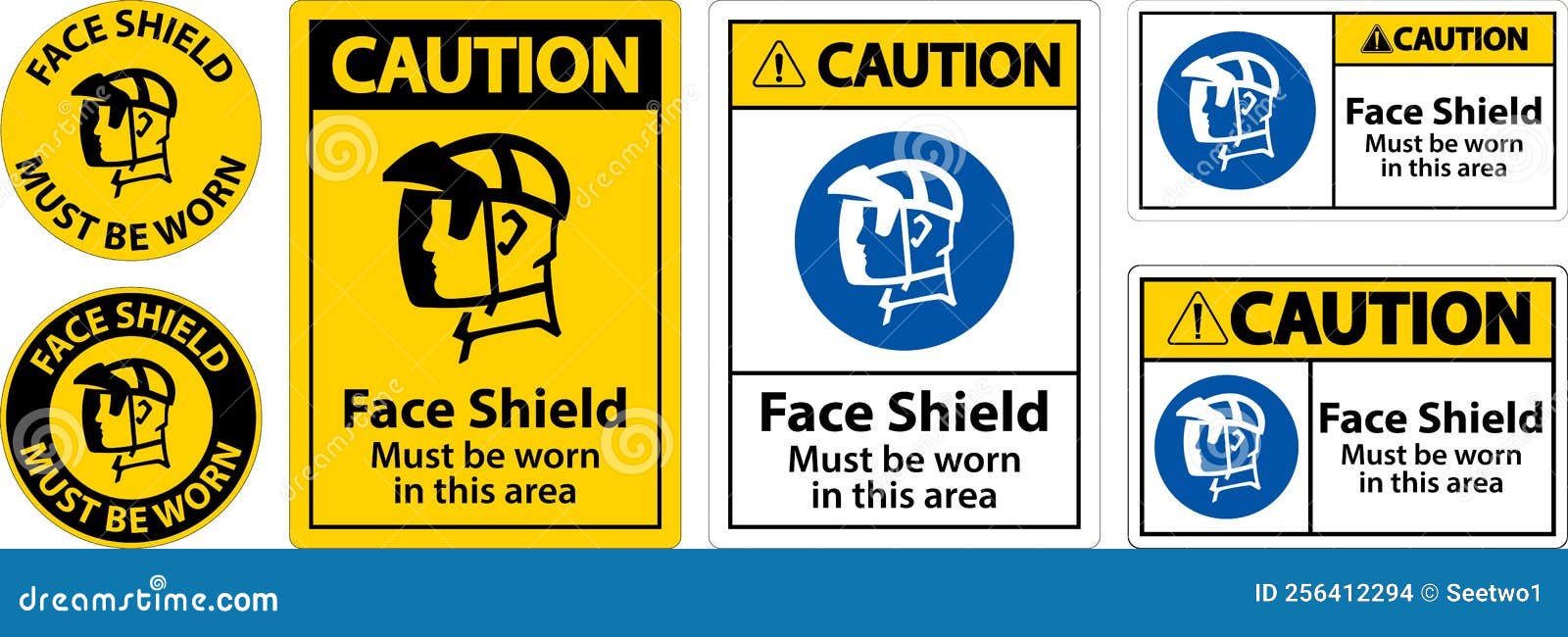 Caution Face Shield Must Be Worn Sign on White Background Stock Vector ...