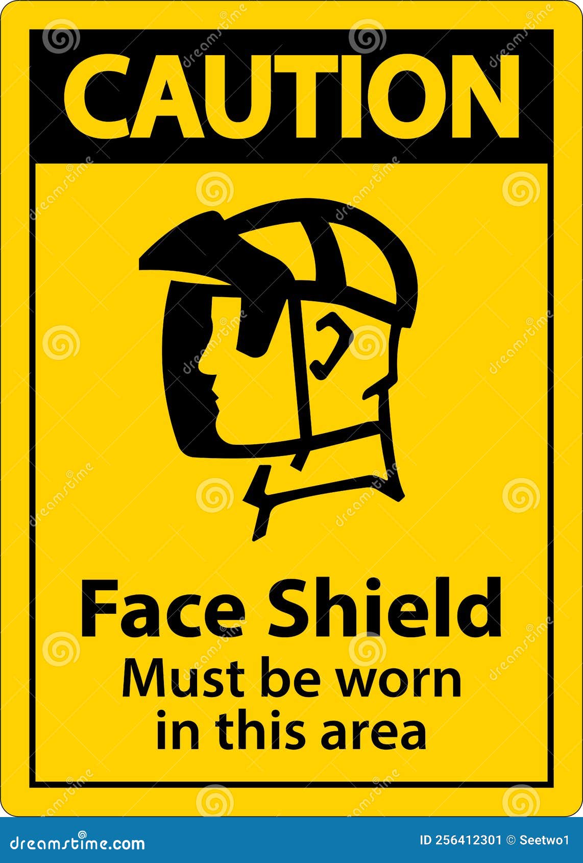 Caution Face Shield Must Be Worn Sign on White Background Stock Vector ...