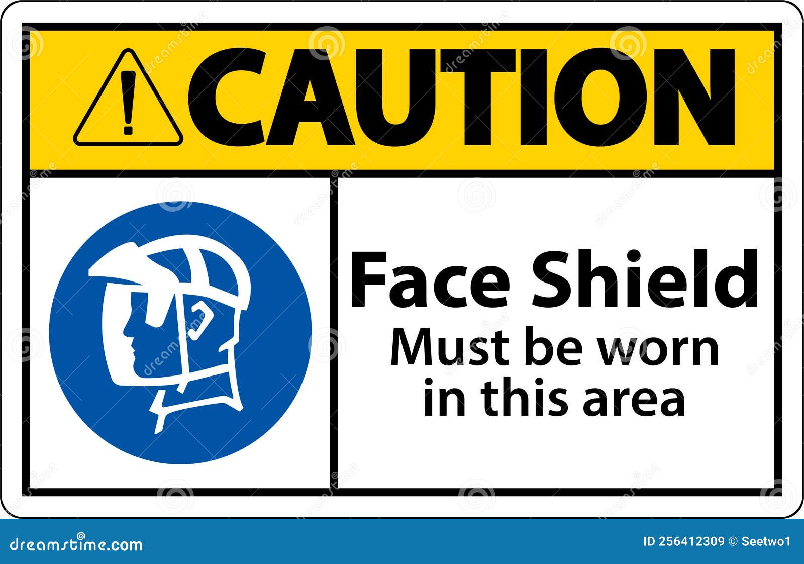 Caution Face Shield Must Be Worn Sign on White Background Stock Vector ...