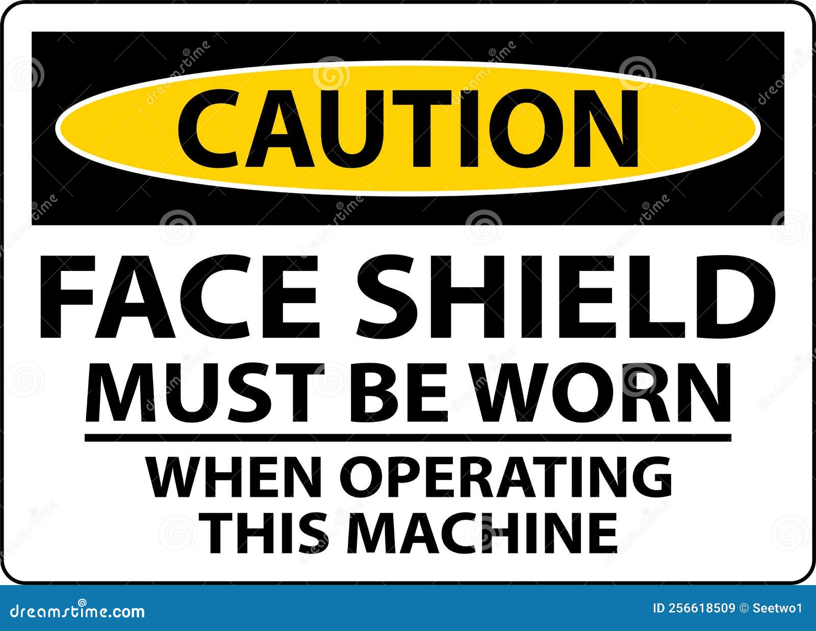 Caution Face Shield Must Be Worn Sign on White Background Stock Vector ...