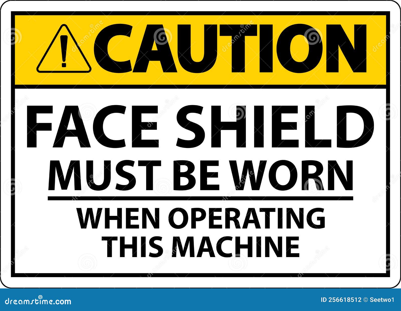 Caution Face Shield Must Be Worn Sign on White Background Stock Vector ...