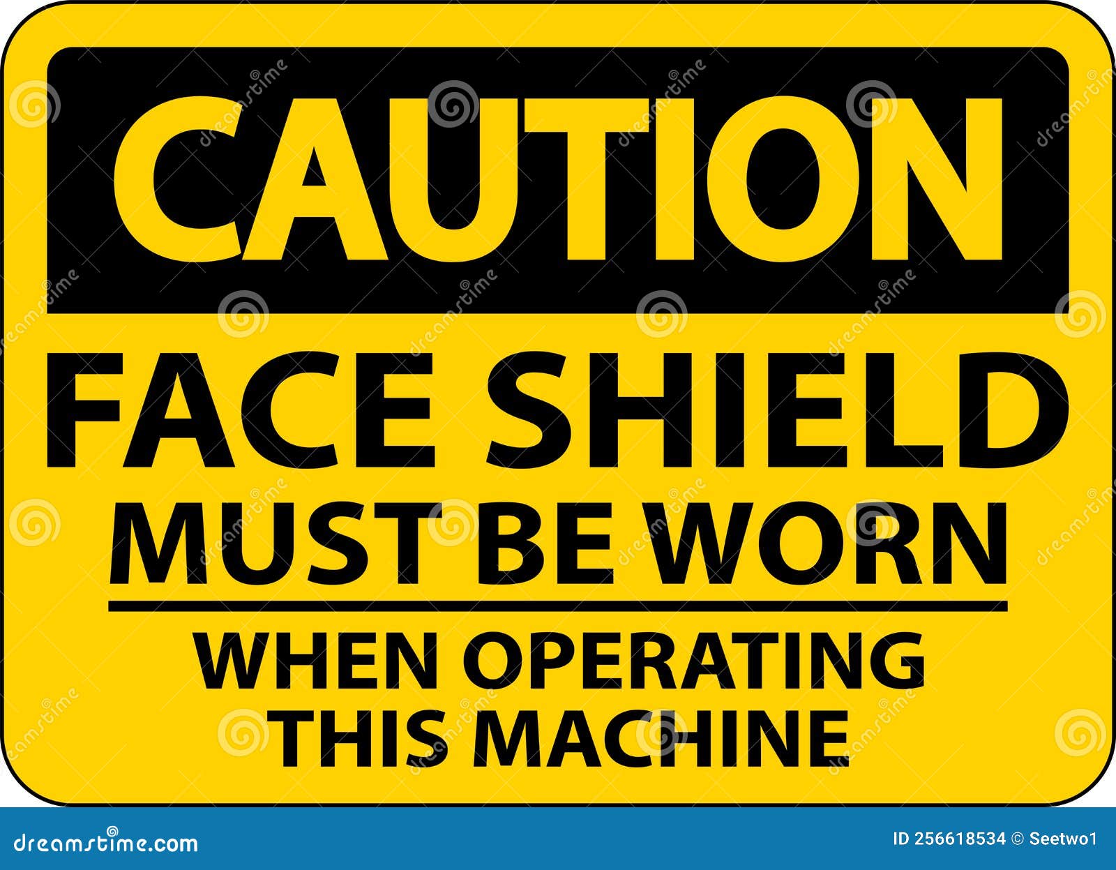 Caution Face Shield Must Be Worn Sign on White Background Stock Vector ...