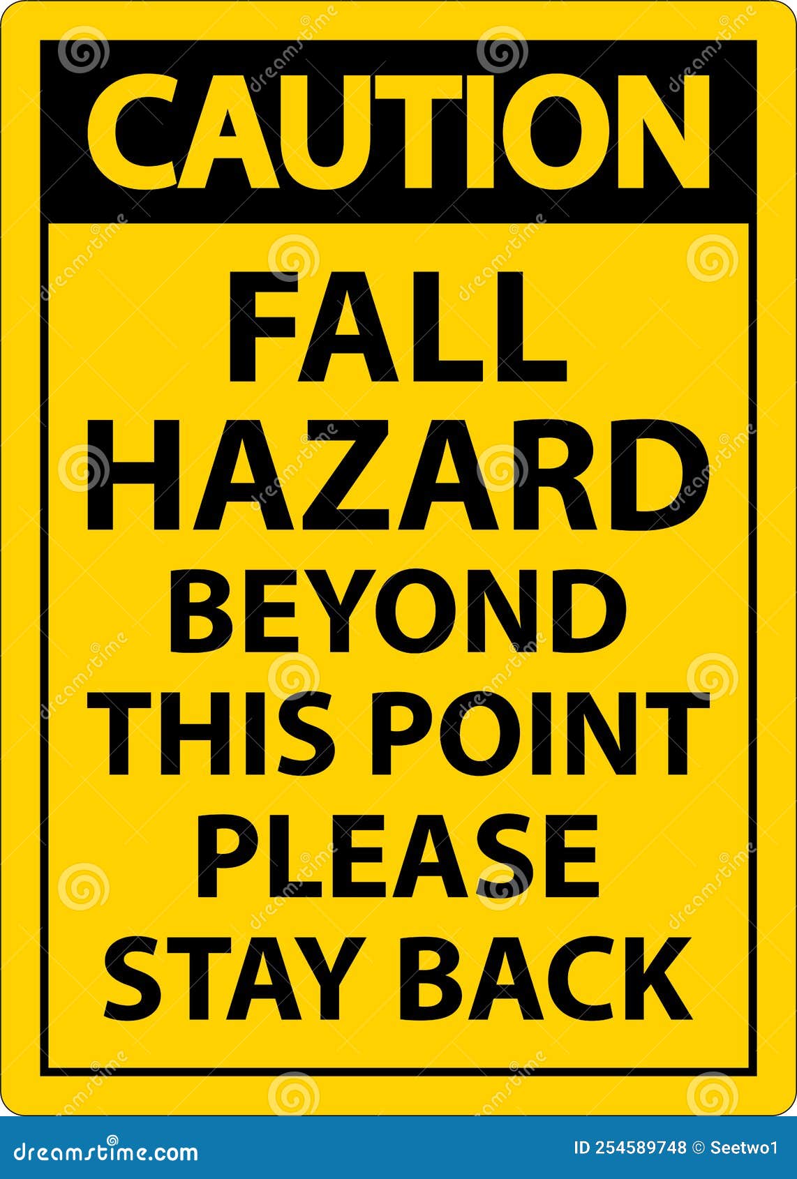 Caution Fall Hazard Beyond this Point Sign on White Background Stock ...
