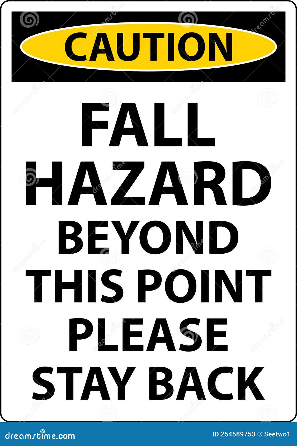 Caution Fall Hazard Beyond This Point Sign On White Background Cartoon ...