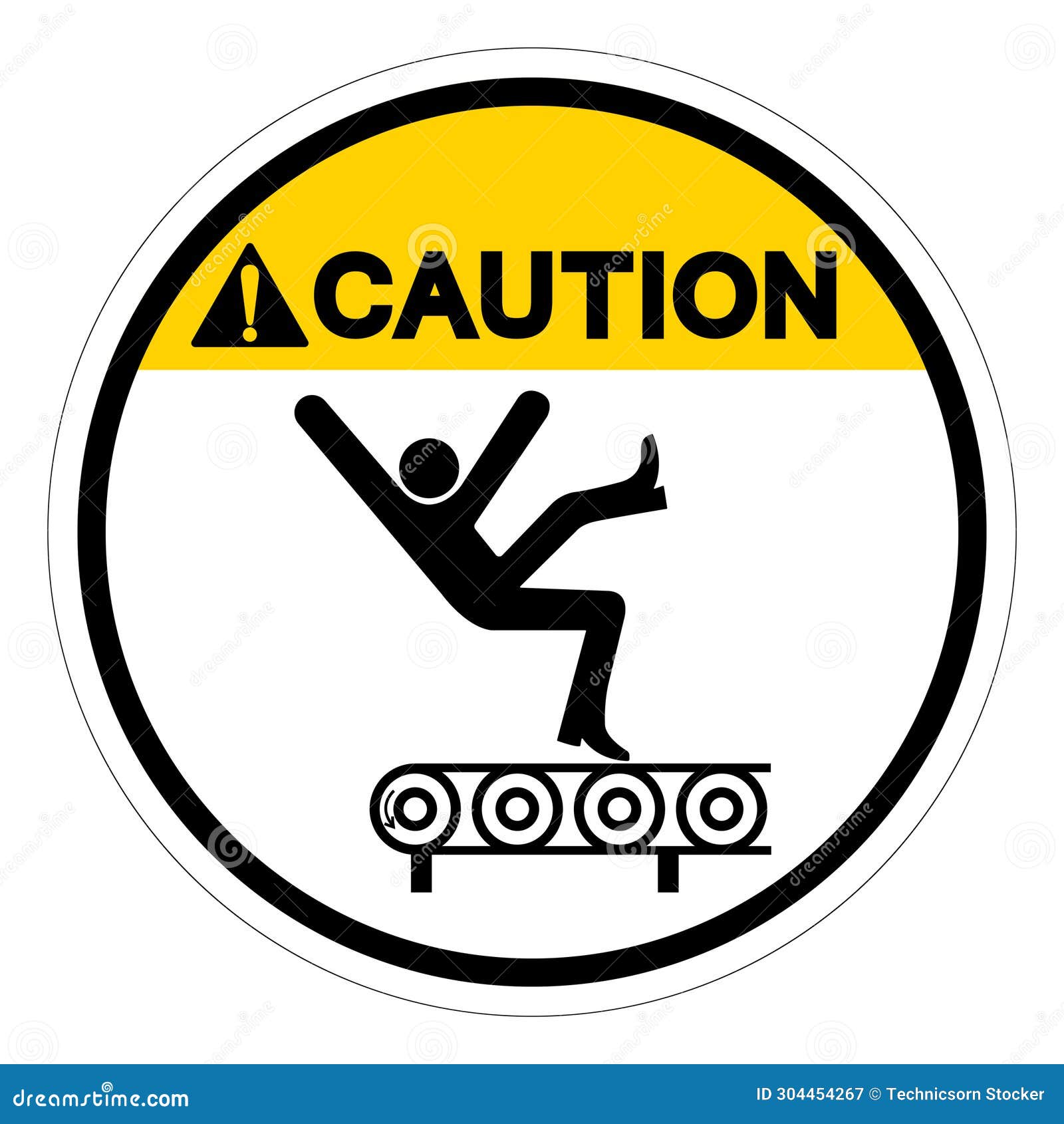 Caution Fall Hazard from Conveyor Symbol Sign, Vector Illustration ...