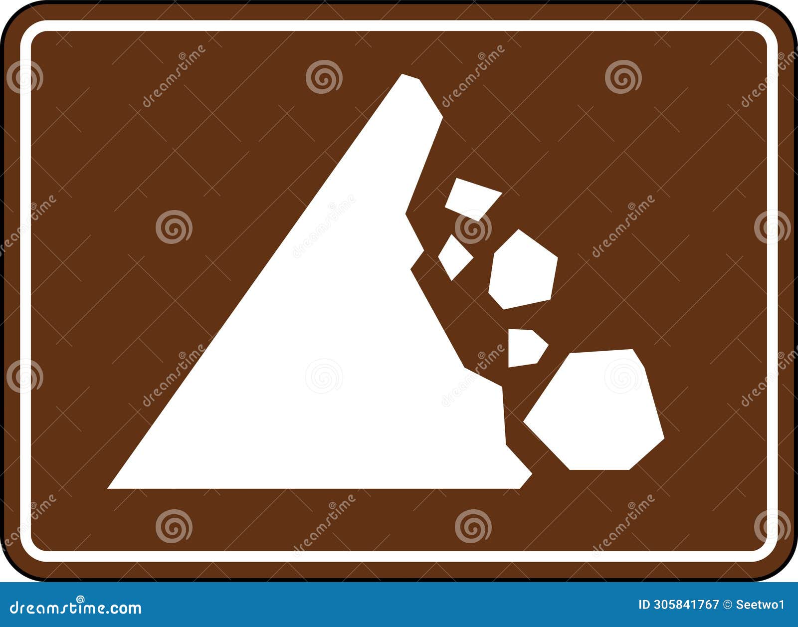 Caution Falling Rocks Sign stock vector. Illustration of cliff - 305841767