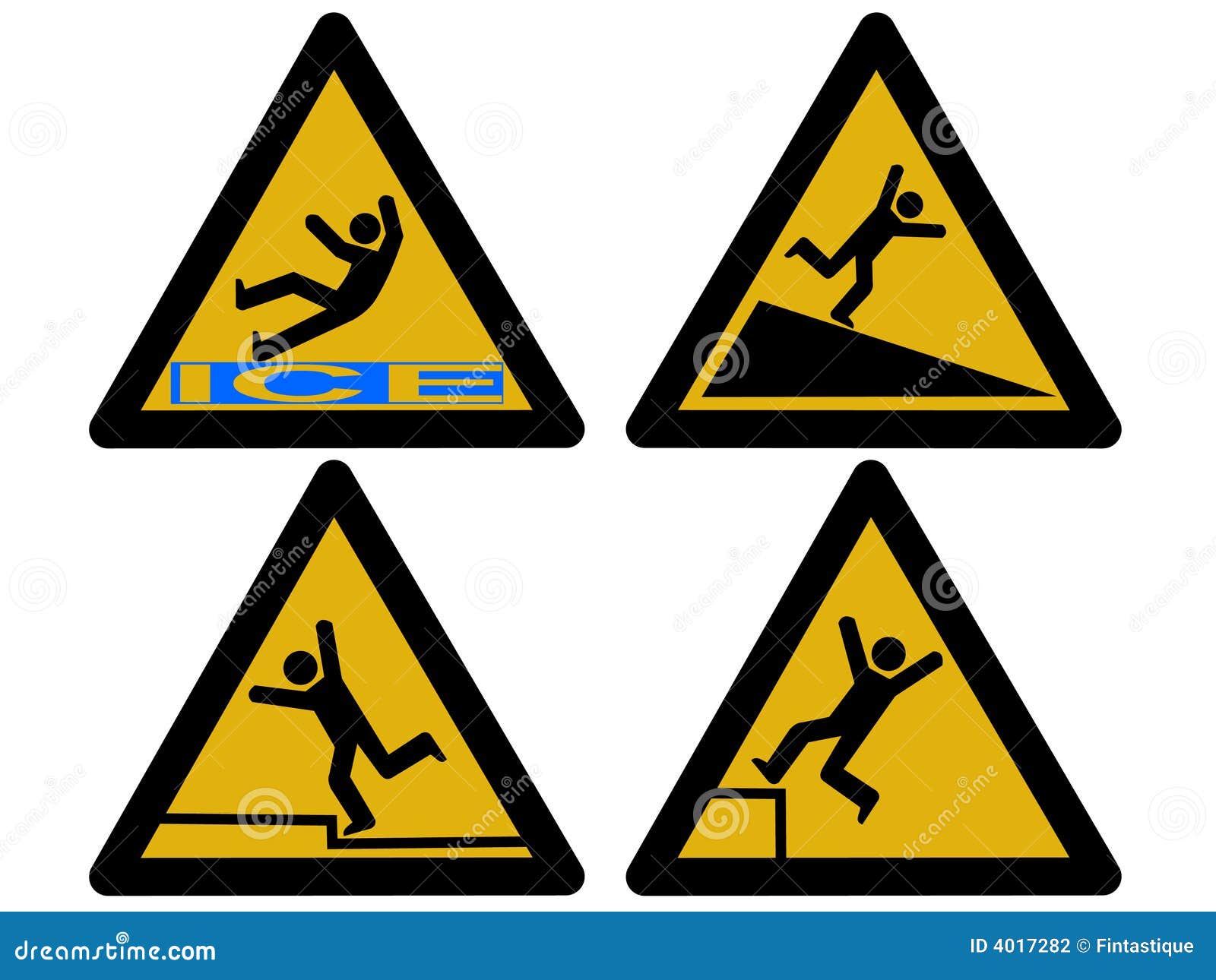Caution falling signs stock vector. Illustration of slippery - 4017282