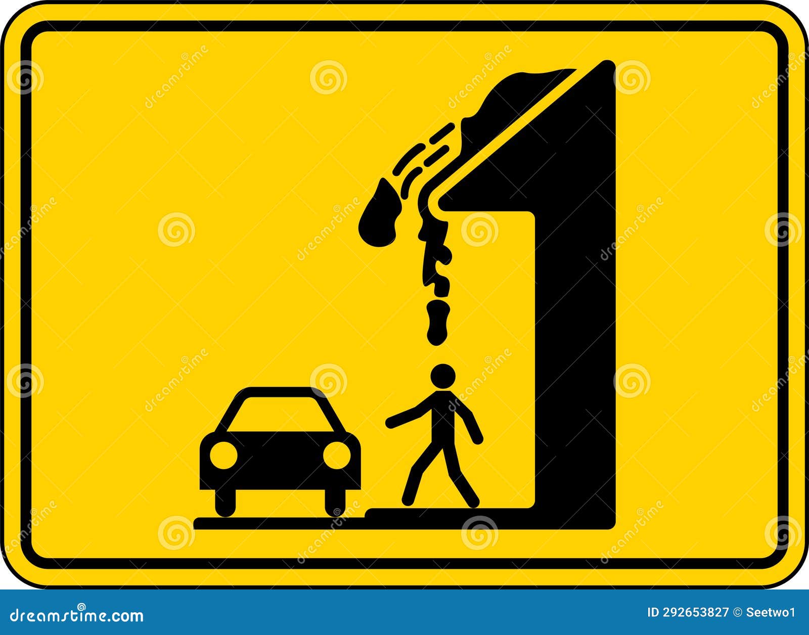 Caution Falling Snow Sign Falling Ice Stock Vector - Illustration of ...