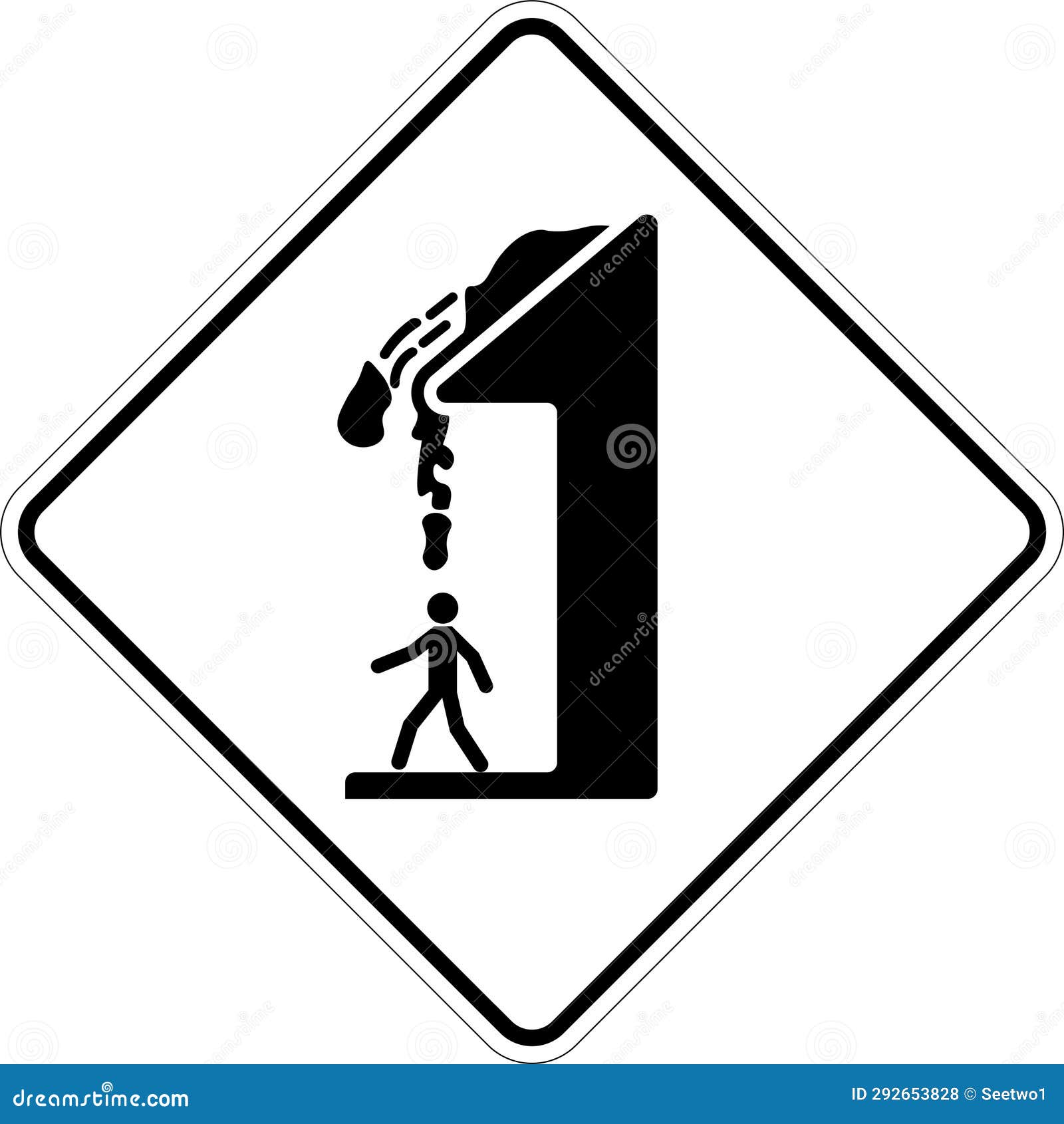 Caution Falling Snow Sign Falling Ice Stock Vector - Illustration of ...