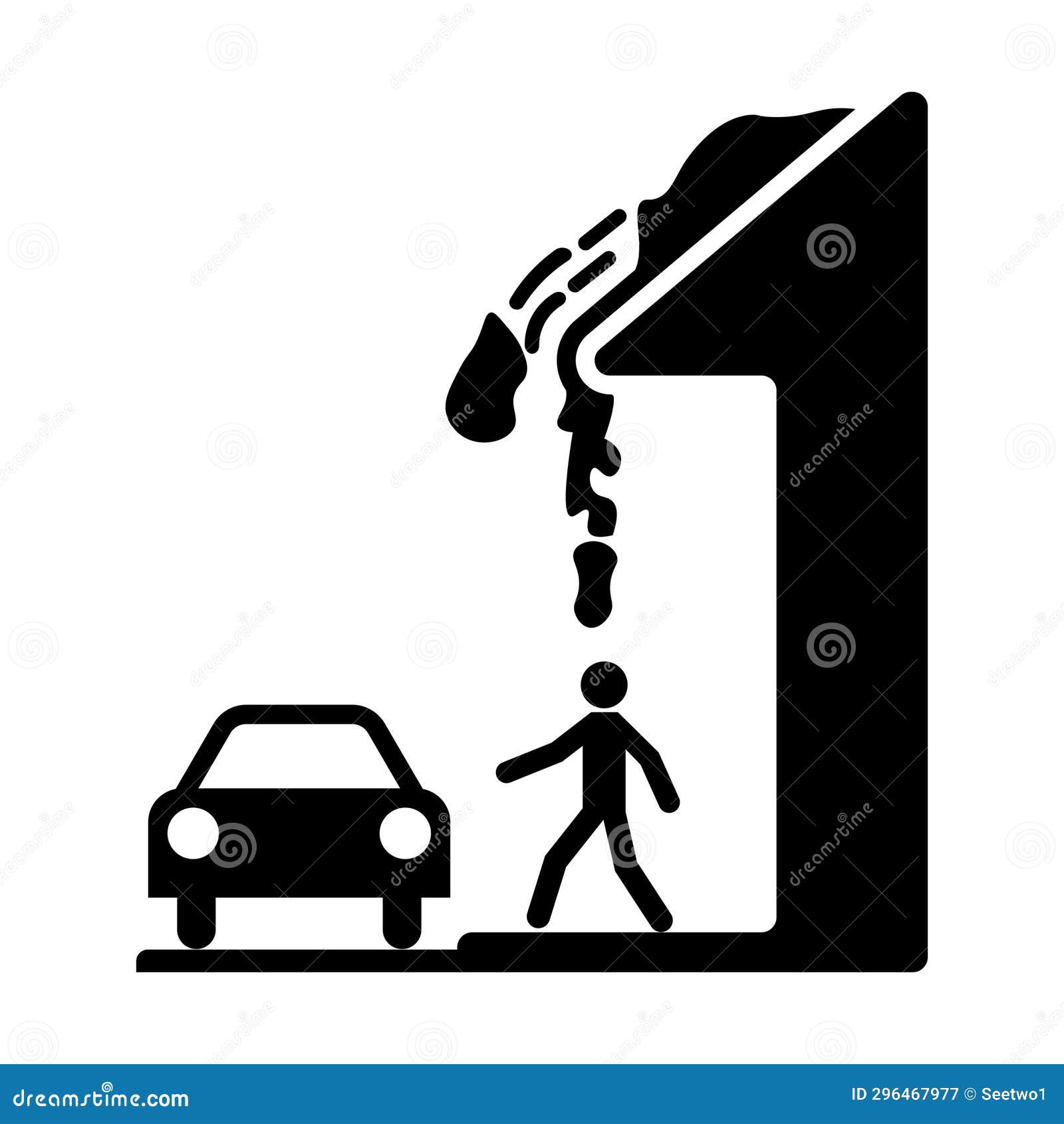 Caution Falling Snow Sign Falling Ice Stock Vector - Illustration of ...