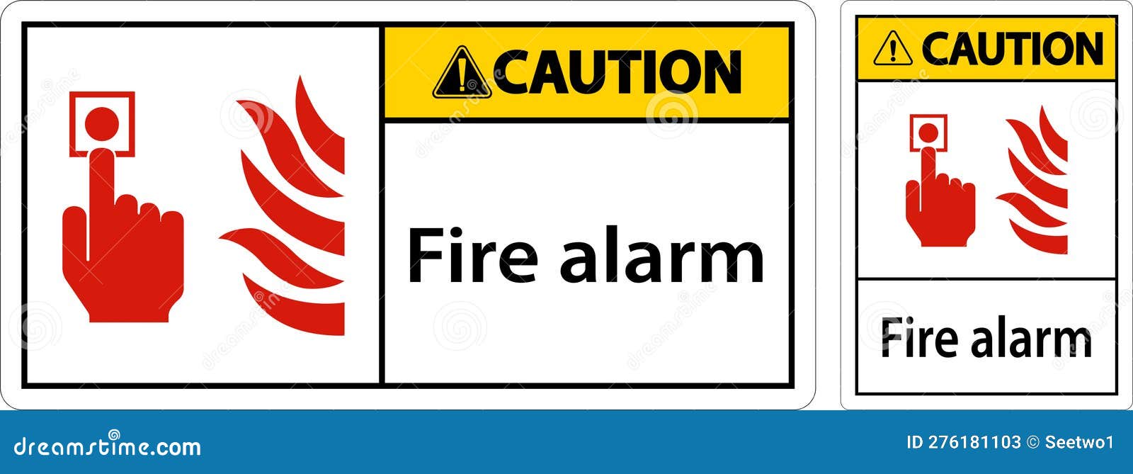 Caution Fire Alarm Sign on White Background Stock Vector - Illustration ...