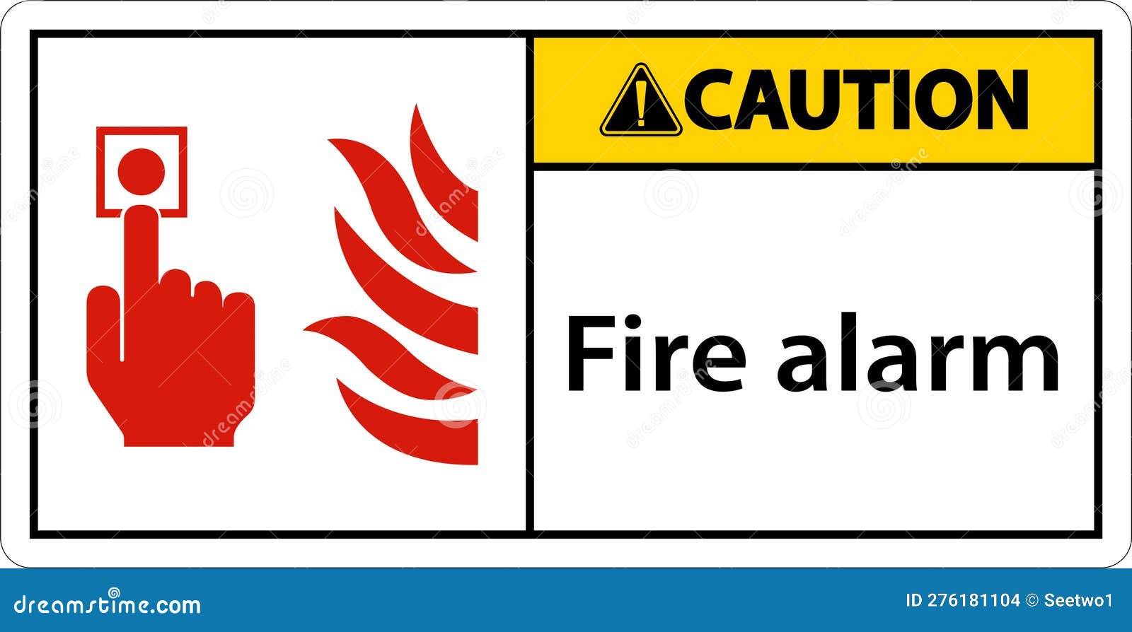 Caution Fire Alarm Sign on White Background Stock Vector - Illustration ...