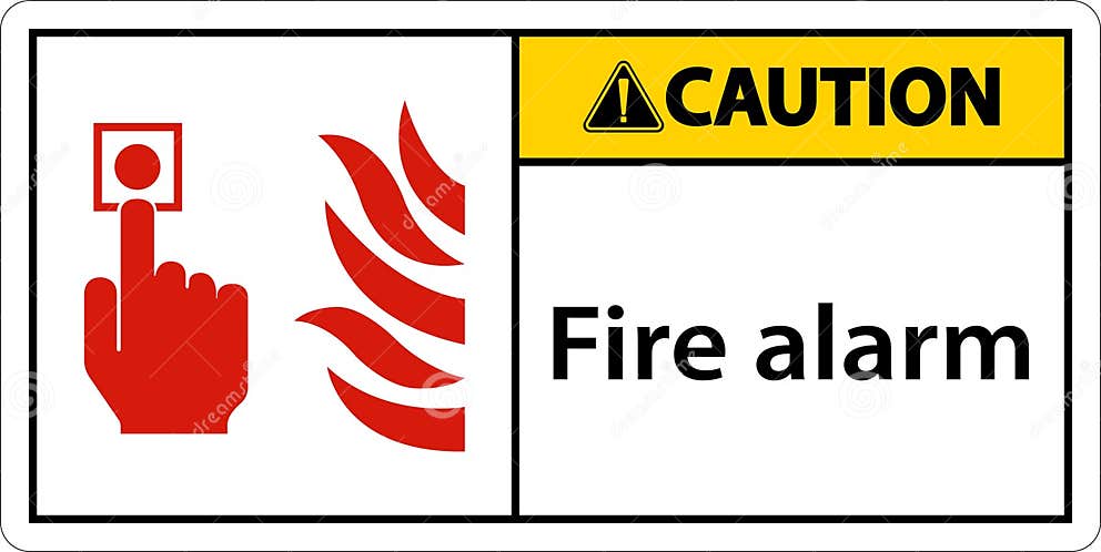Caution Fire Alarm Sign on White Background Stock Vector - Illustration ...