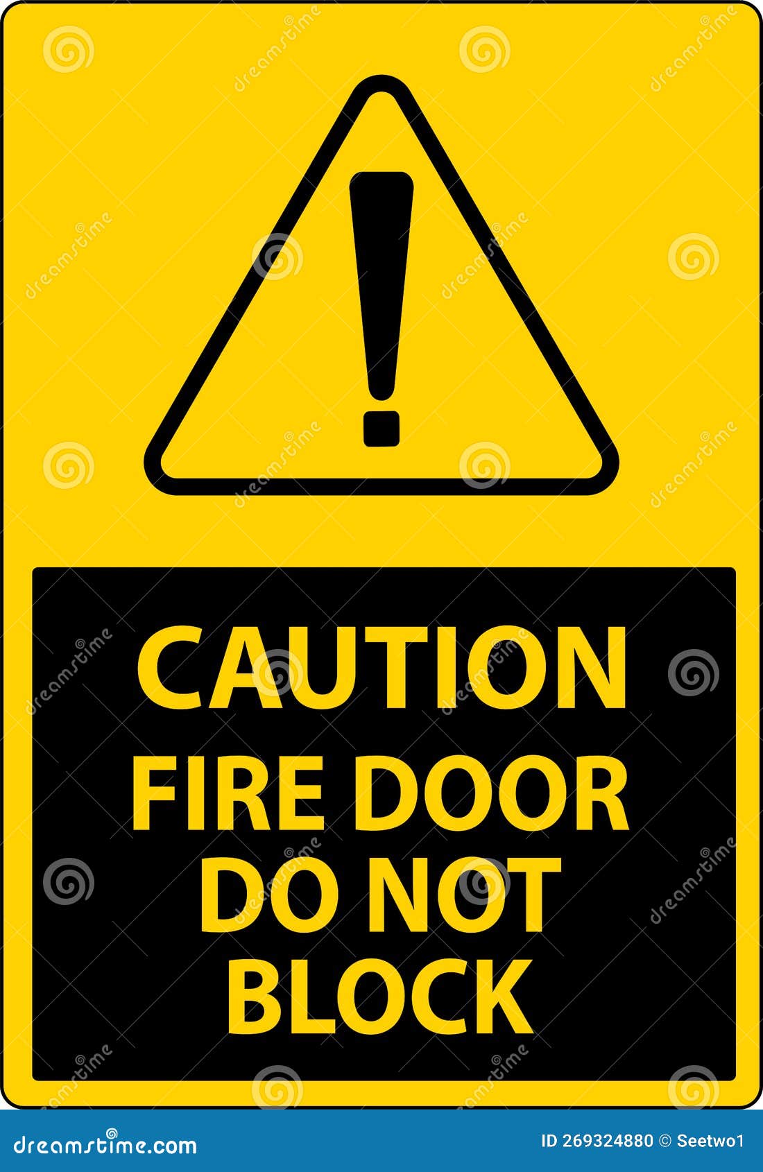 Caution Fire Door Do Not Block Sign on White Background Stock Vector ...