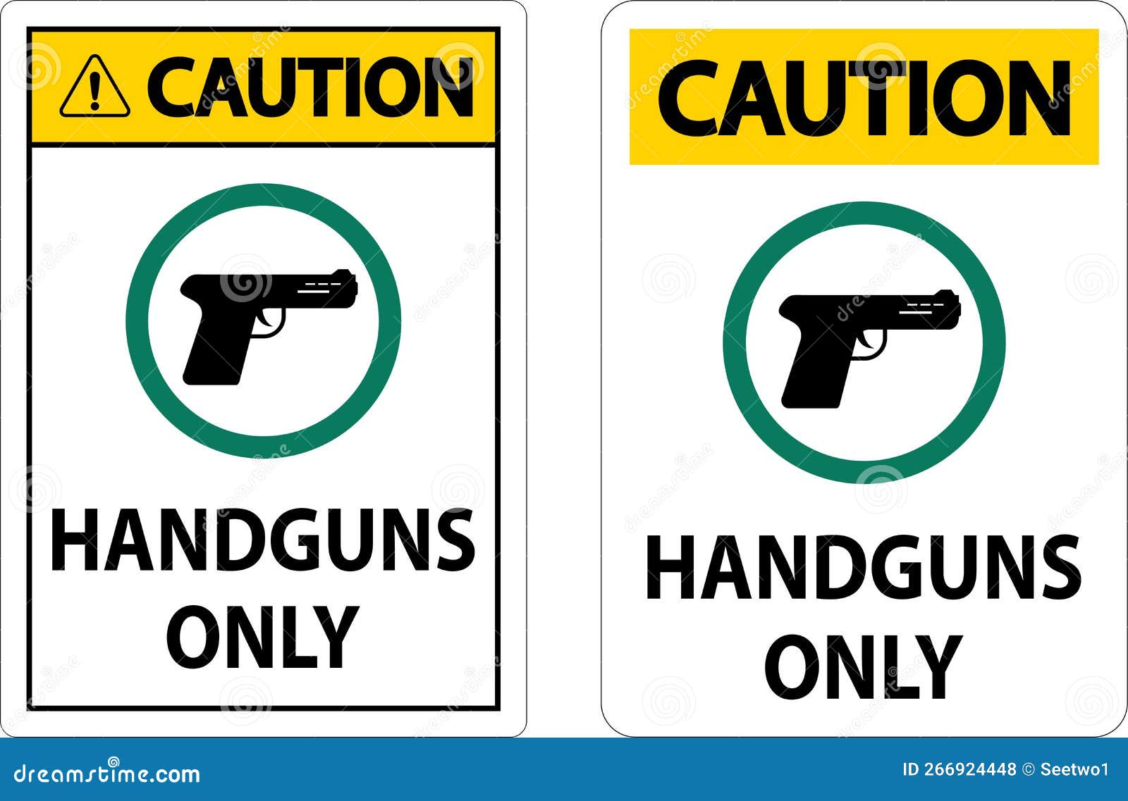 Caution Firearms Allowed Sign Handguns Only Cartoon Vector ...