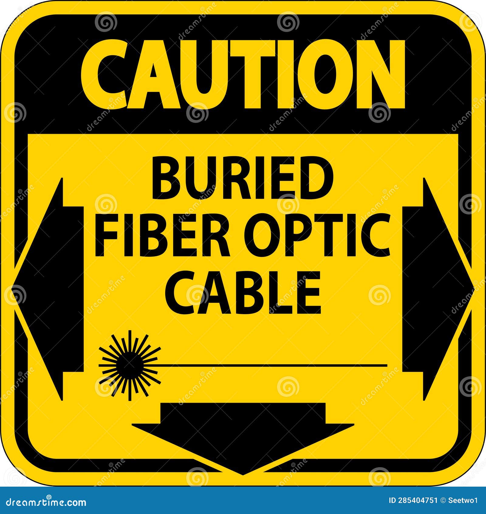Caution First Sign, Buried Fiber Optic Cable Stock Vector ...