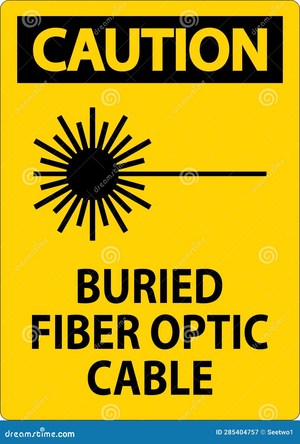 Caution First Sign, Buried Fiber Optic Cable Stock Vector ...