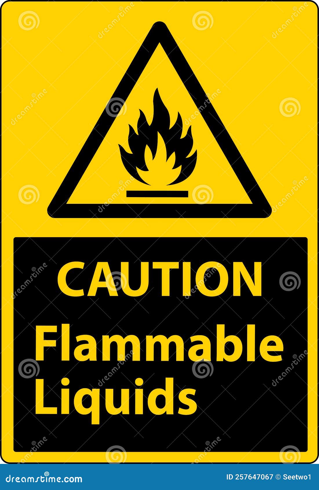 Caution Flammable Liquids Sign on White Background Stock Vector ...