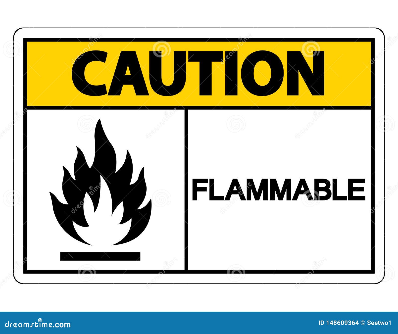 Caution Flammable Symbol Sign On White Background Vector Illustration ...