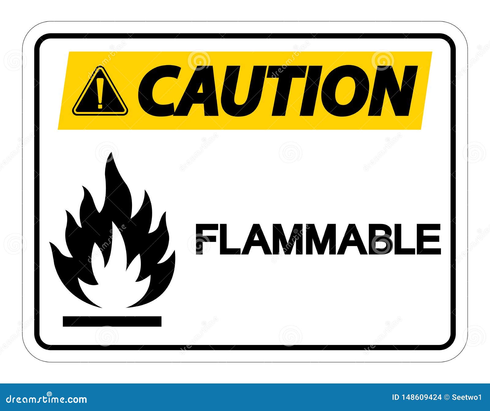 Caution Flammable Symbol Sign on White Background Stock Vector ...