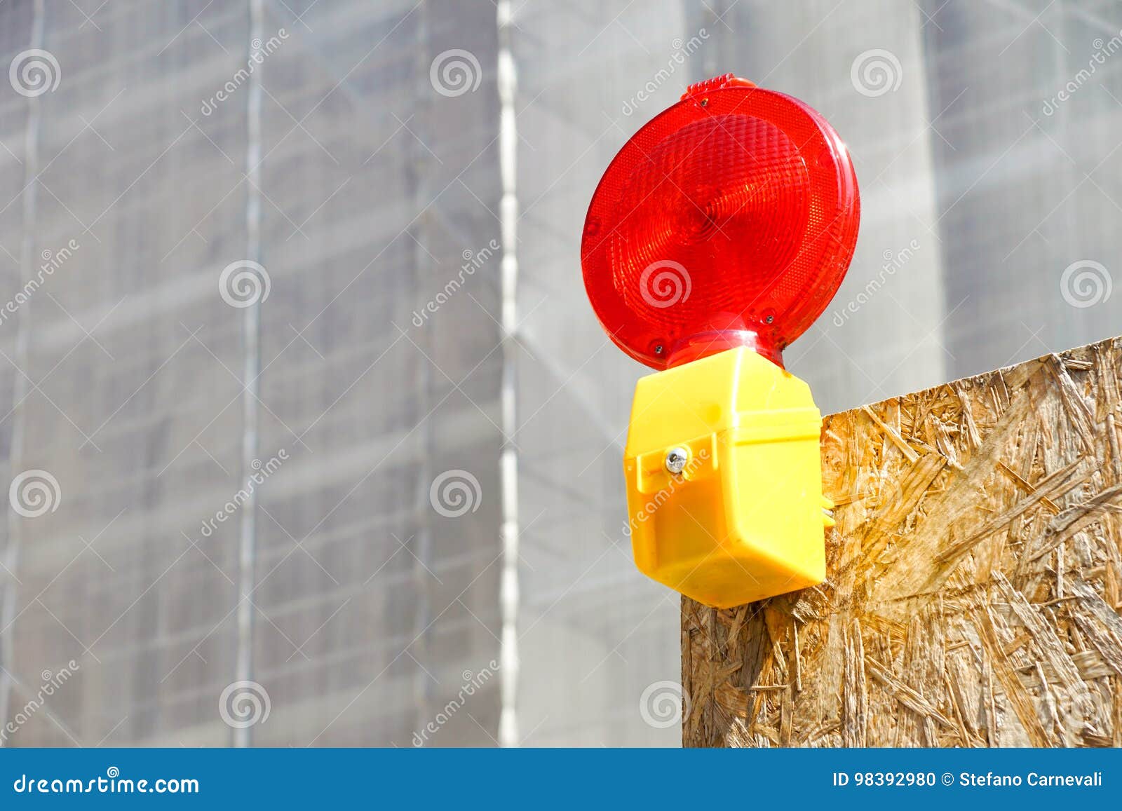 A Caution Flashing Lamp at Hazard Zone Stock Photo - Image of barrier ...