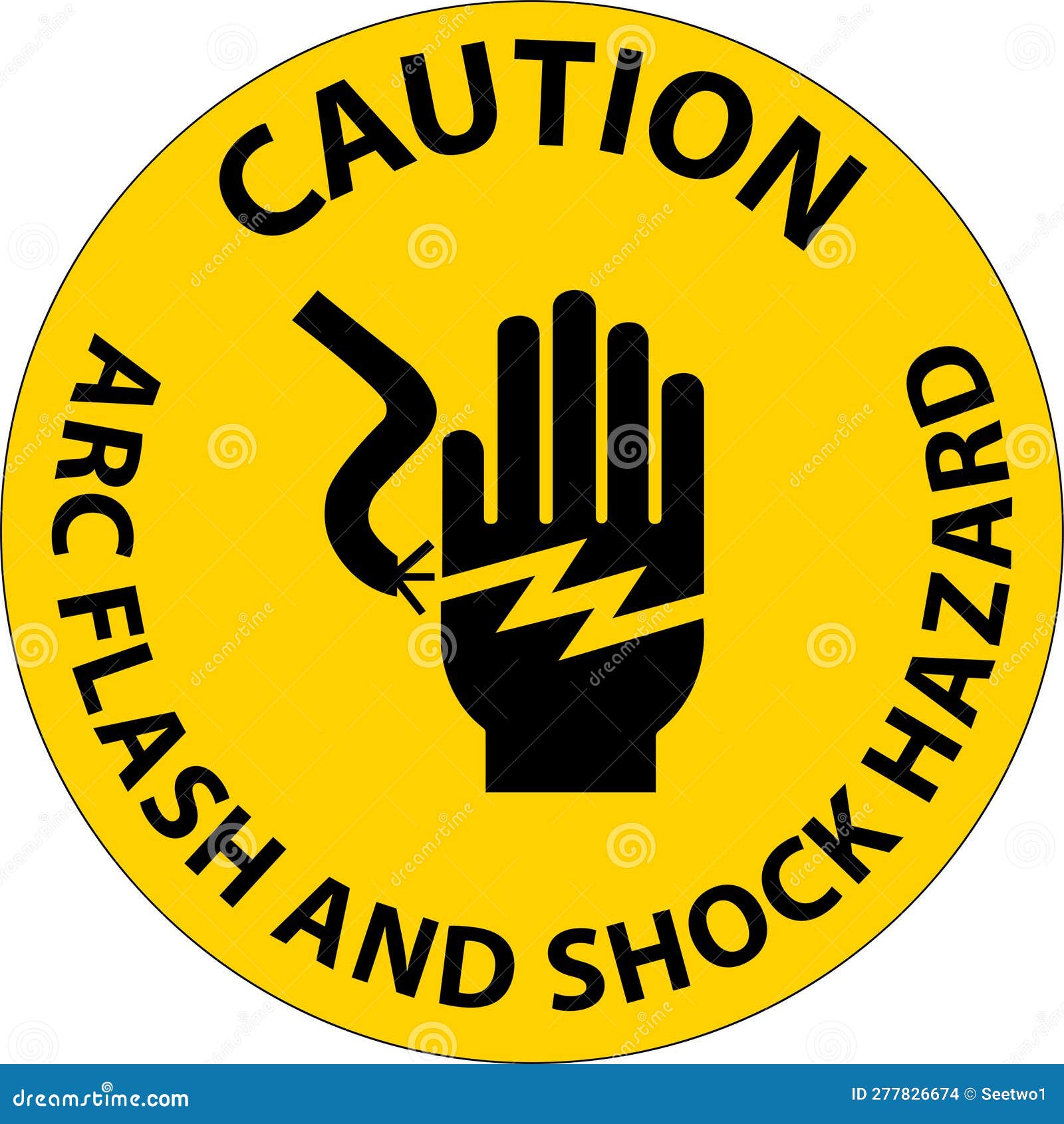 Caution Floor Sign Arc Flash and Shock Hazard Stock Vector ...