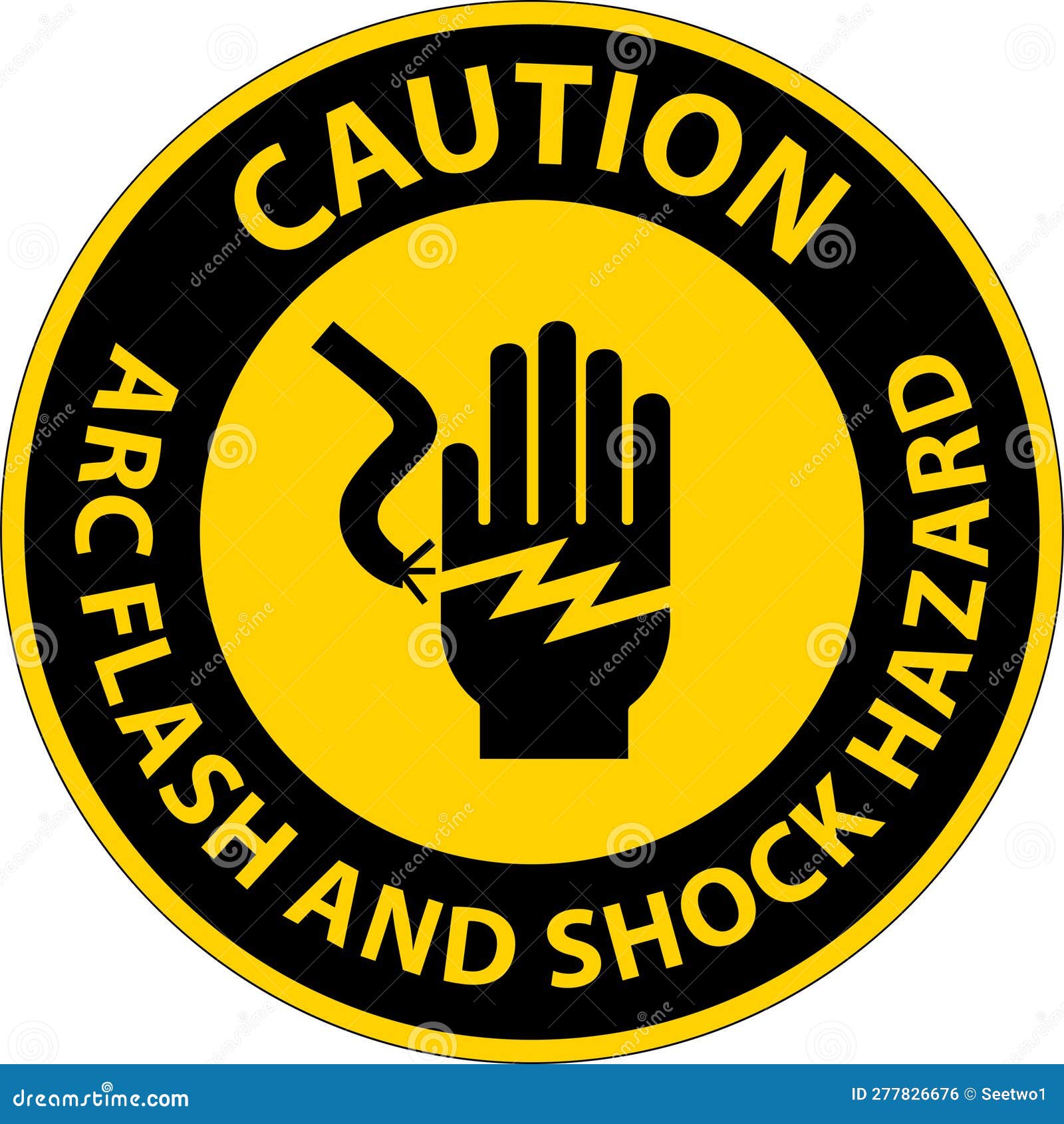 Caution Arc Flash And Shock Hazards. Appropriate PPE Required Symbol ...