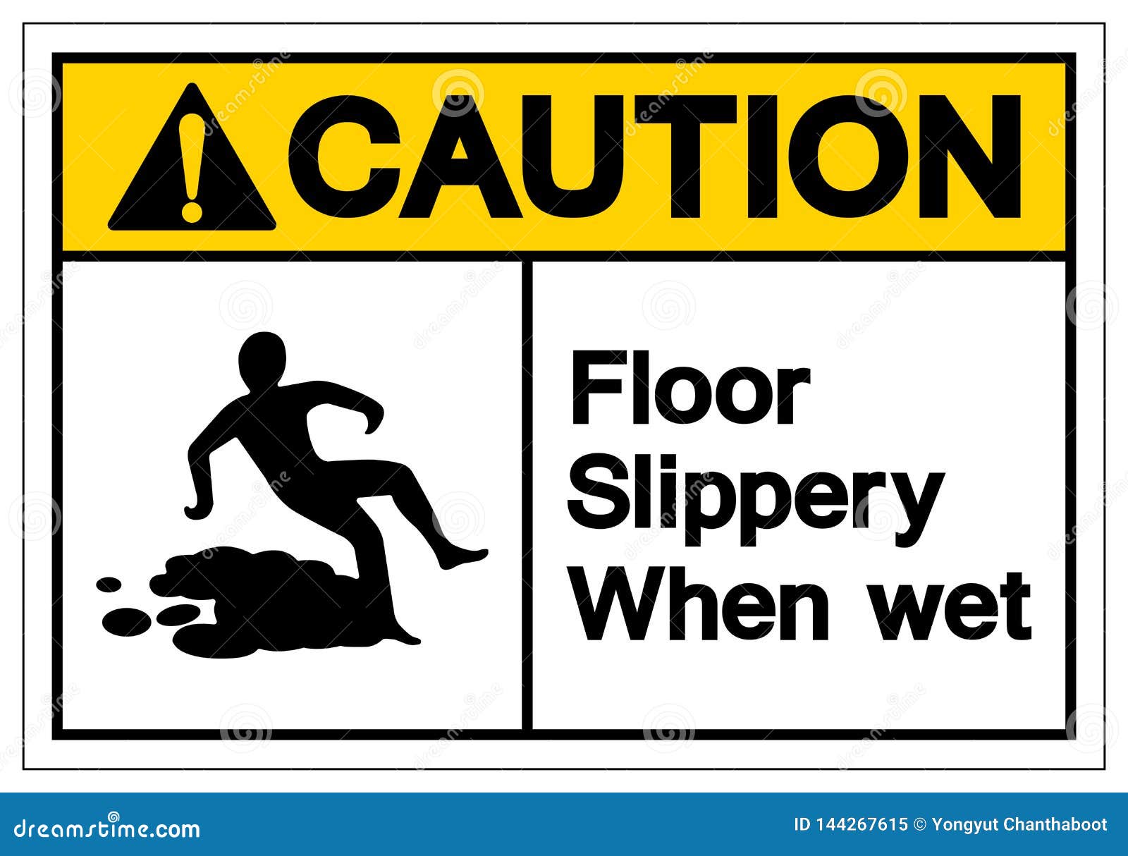 Caution Floor Slippery When Wet Symbol Sign Vector Illustration