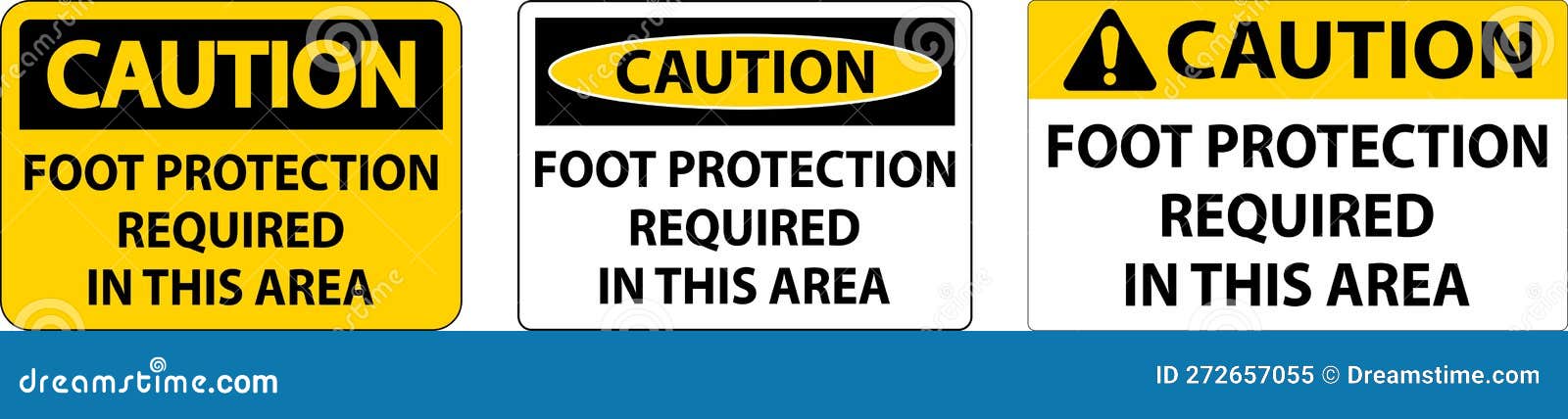 Caution Foot Protection Required in this Area Sign Stock Vector ...