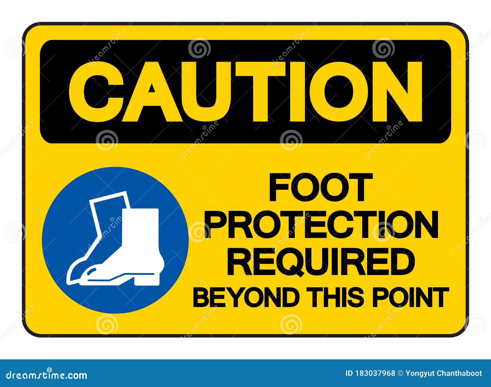 Caution Foot Protection Required Beyond This Point Symbol Sign Vector