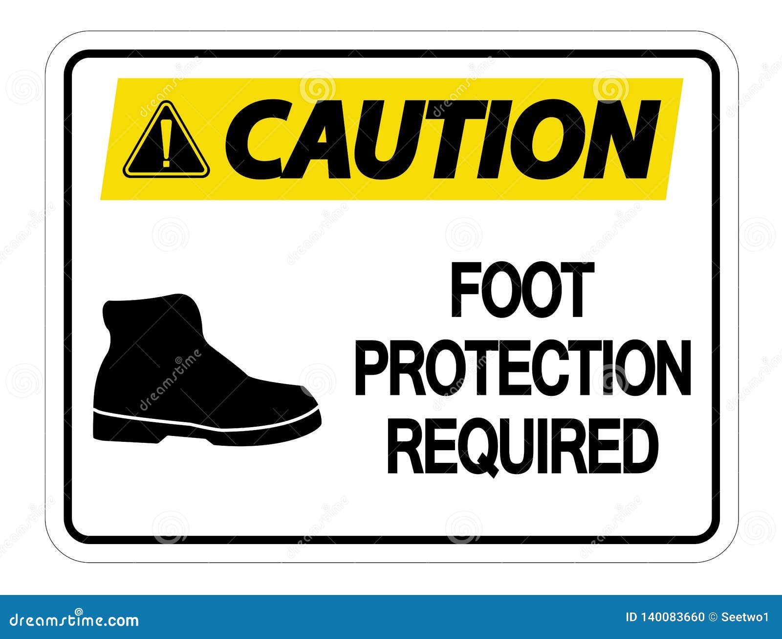 Symbol Caution Foot Protection Required Wall Sign on White Background ...