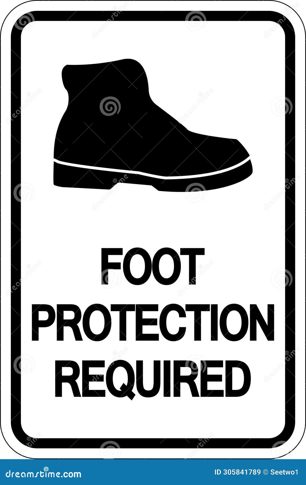 Caution Foot Protection Required Wall Sign on White Background Stock ...