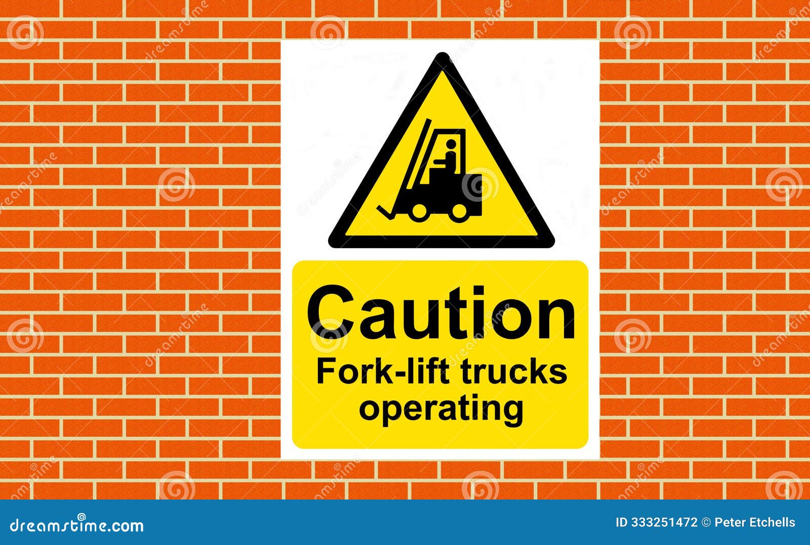 Caution Fork-lift Trucks Operating Sign on a Wall Stock Photo - Image ...