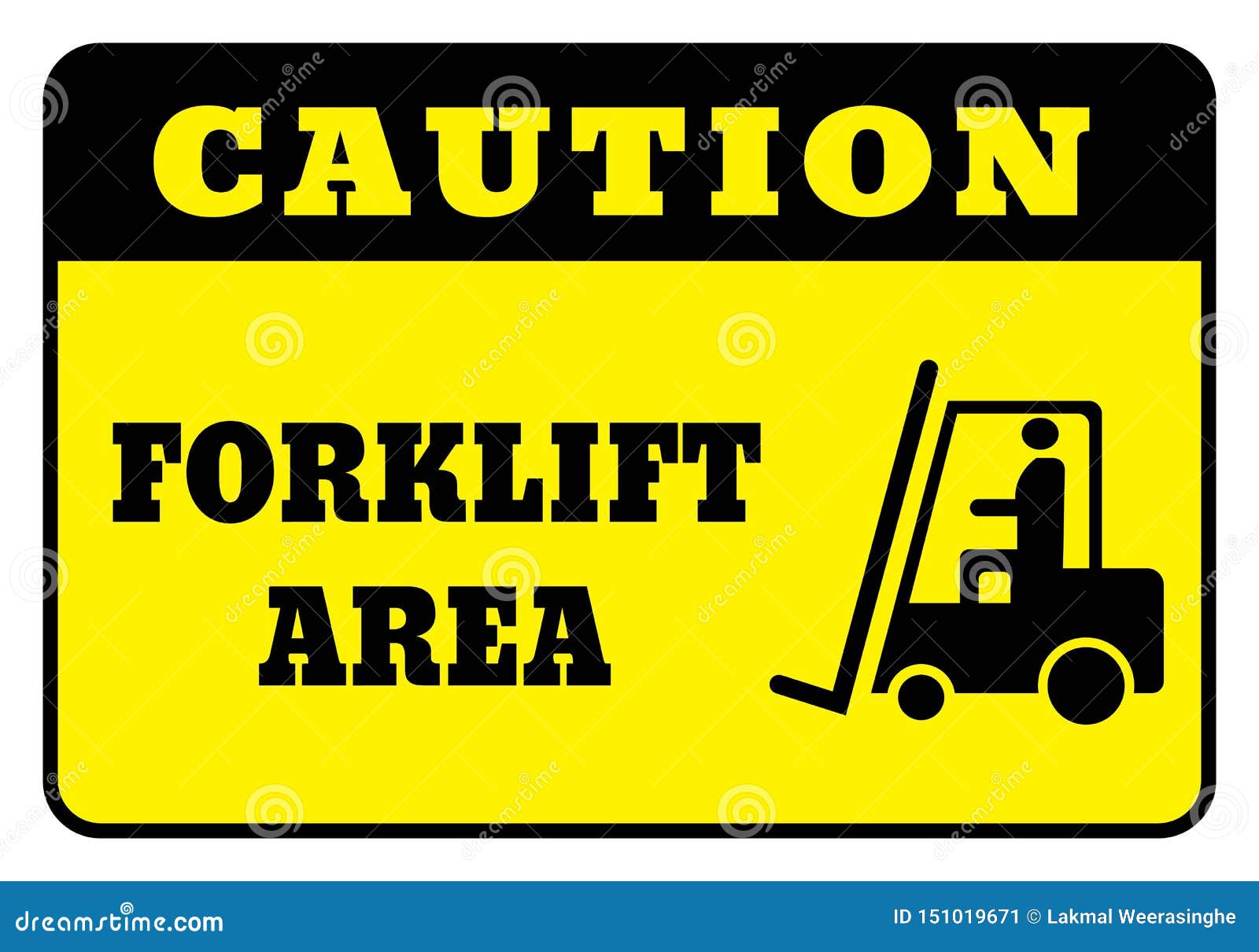 Caution Forklift Traffic Floor Sign On White Background Vector ...